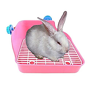 MagiDeal Rabbit Litter Box Toilet for Small Animal Bunny Rabbits Guinea Pig Galesaur Ferrets Corner Litter Pan Potty Trainer Small Pets Cage Toilet Bedding Box, Pink