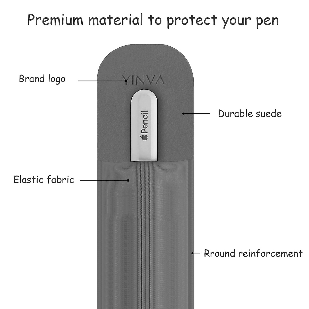 YINVA Pencil Case Compatible with Apple Pencil 2nd Generation and 2 1 Gen, Elastic Pencil Pouch Case Accessories Design for iPad and Stylus (Gray)