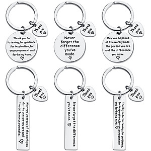 12 Pieces Thank You Gifts Appreciation Keychain Make a Difference Keychain Inspirational Stainless Steel Appreciation Keyrings Gifts for Women Volunteer Teacher Employee Social Worker(Silver)