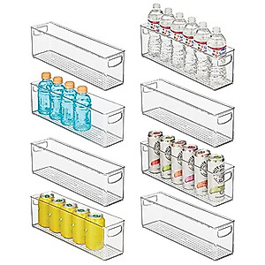 mDesign Plastic Kitchen Organizer - Storage Holder Bin with Handles for Pantry, Cupboard, Cabinet, Fridge/Freezer, Shelves, and Counter - Holds Canned Food, Snacks - Ligne Collection - 8 Pack - Clear