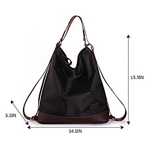 Good Bag Women's Excellent Shoulder Handbags Exquisite Backpack Waterproof Nylon Purse(Black)