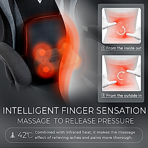 Vigosit Gaming Chair with Heated Massage Lumbar Support, Breathable Fabric Office Chair with Pocket Spring Cushion and Footrest, Recliner High Back PC Chair for Adult Black, JD-0801BK