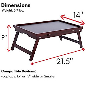 BIRDROCK HOME Bamboo Lap Tray with Black Top - Work from Home - Foldable Breakfast Serving Bed Tray - Lap Desk with Wide Tilting Top - Laptop Computer Stand for Couch Bed Chair - TV Tray