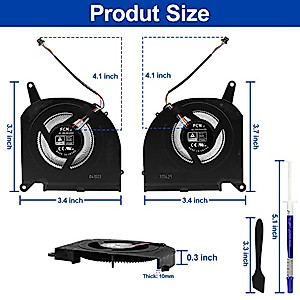 CPU+GPU Cooling Fan Replacement for Gigabyte Aorus 15G 15P RX7P RX7G 2021 RTX30 17G XB XC XD GIGABYTE AERO 15 OLED XB XD RP75SA Gigabyte Aero 17 XA HDR XB WA Series FNGT FNGS DC12V 1A Fan 10mm Thick
