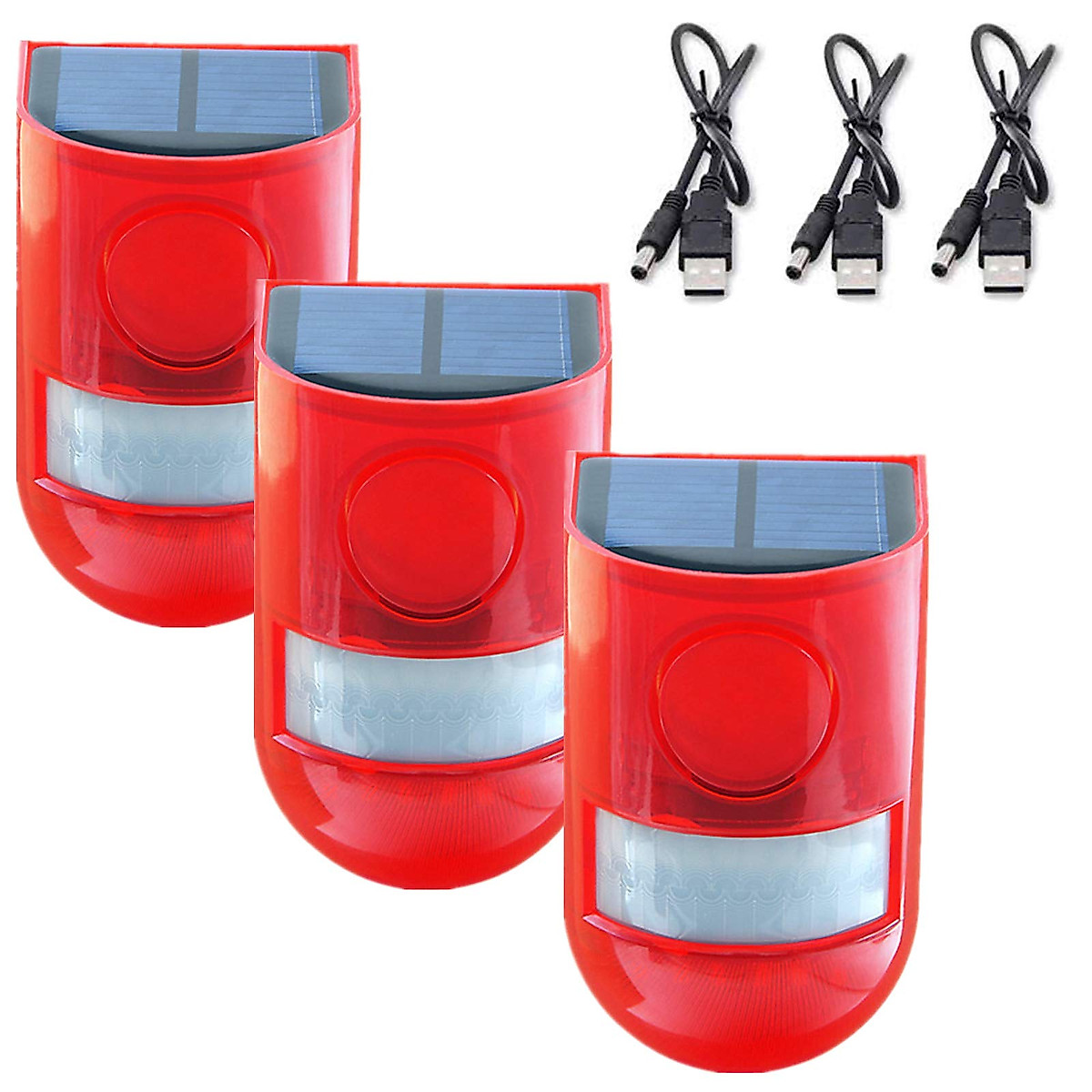 ChunHee Solar Sound & Light Alarm Outdoor Motion Sensor 129db Siren Sound Alert & 6LEDs Flash Warning Security Alarm System for Villa, Farm, Chicken Coop,Yard, Garden