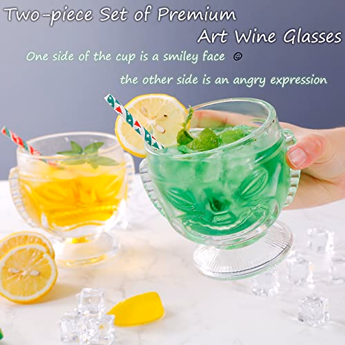 Gusnilo Tiki Cups Cocktail Glasses 17oz Bar Glasses Wine Glasses Cocktail Glass Set,Tiki Bar Tiki Glasses 500 Ml For Home Bar Party Tiki Glasses For Cocktails Tiki Mug Mojito Glass Bar Glassware 2pcs