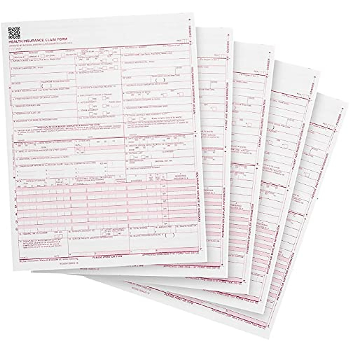 SecurityDocs 500 CMS-1500 Health Insurance Claim Forms, Laser/Inkjet Compatible (HCFA Form 1500 Version 02-12) 8.5x11, 500 Forms (59211)