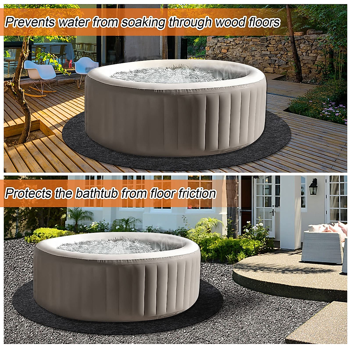 NOVWANG 72 Inch Hot Tub Mat, Large Washable Above Ground Protector Thickening Pad Water Absorb with Slip-Proof Backing, Inflatable Hot Tub Accessories for 71" Dia Below Outdoor Indoor Hot Tubs