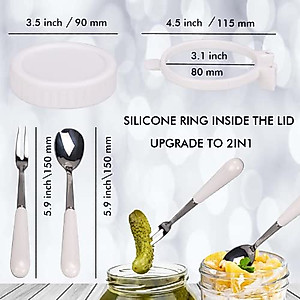 Overnight Oatmeal jars，4 piece set Overnight Oats Containers，with Lids and Pickle Fork ，spoon。16 oz Glass Mason Overnight Oats Jars ，Suitable for Cereal,oats, milk, cereal，fruit