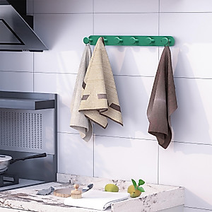 Snailhouse Coat Rack Wall Mount, Stainless Steel Heavy Duty Entryway Wall Coat Jacket Hanger Rack with 6 Hooks for Hanging Hat Towel Clothes Backpack, Green