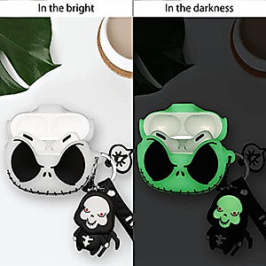 MOLOSLEEVE AirPods Pro 2nd/1st Generation Case Cover with Keychain, Luminous Skull case Compatible with Airpods Pro Cases, Cute Funny Anime Case for Airpods Pro