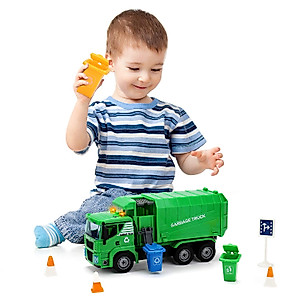 Garbage Truck Toy - 116 Pcs Friction Power Take Apart Toy STEM Toys w/Drill, Push & Go Lights & Sounds, Sanitation Trash Trucks City Vehicle Playset for Kids Toddlers Boys Ages 3 4 5 6 7 8 Years Old