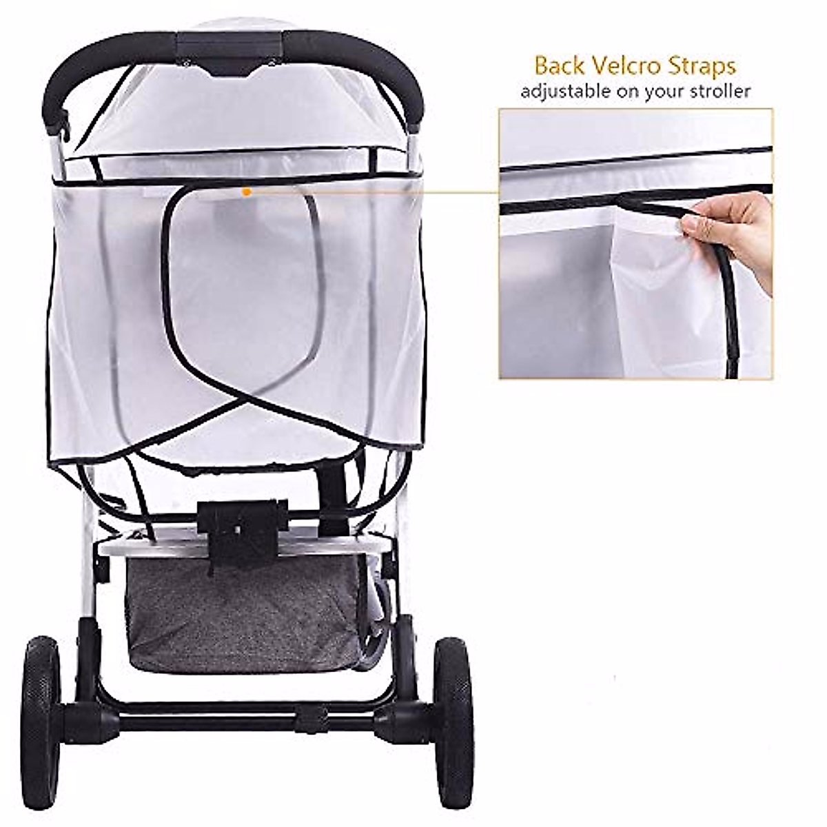 Diagtree Stroller Rain Cover Universal, Baby Travel Weather Shield, Windproof Waterproof, Protect from Dust Snow Insects (Double Zipper-L)