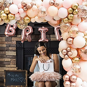 Rose Gold Balloons Garland Arch Kit, Rose Gold Confetti Gold Metallic Balloons, Macaron Orange Birthday Party Balloons for Baby Shower, Bridal Shower, Wedding, Birthday, Anniversary