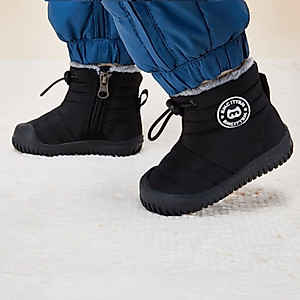 BMCiTYBM Baby Snow Boots Boys Girls Winter Infant Shoes Anti-Slip 6 9 12 18 24 Months Faux Fur Black Size 6-12 Months Infant