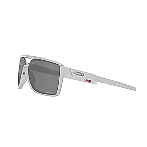Oakley Men's OO9147 Castel Rectangular Sunglasses, X Silver/Prizm Black, 63 mm