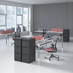 Yukimo Vertical File Cabinet with Drawers, 3 Drawer File Cabinet for Home Office, Locking File Cabinet Hanging Files for A4/ Legal/Letter, Black