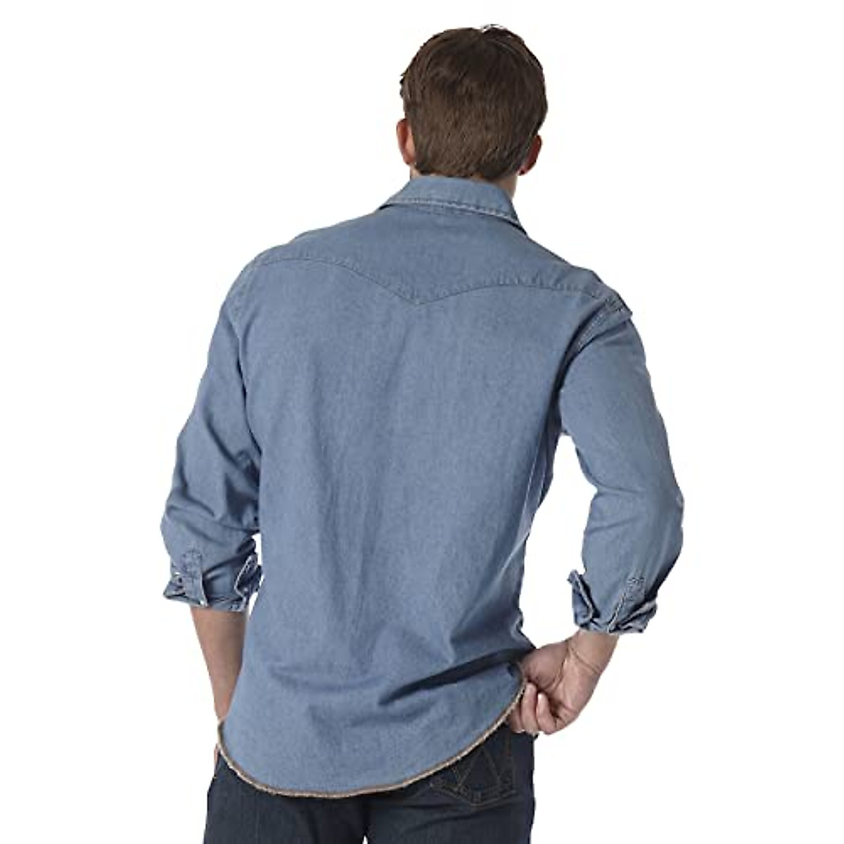 Wrangler Men's Western Work Shirt Washed Finish, Stonewashed, X-Large