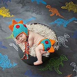 Crocheted Baby Boy Dinosaur Outfit Newborn Photography Props Handmade Knitted Photo Prop Infant Accessories (1-12 Months)