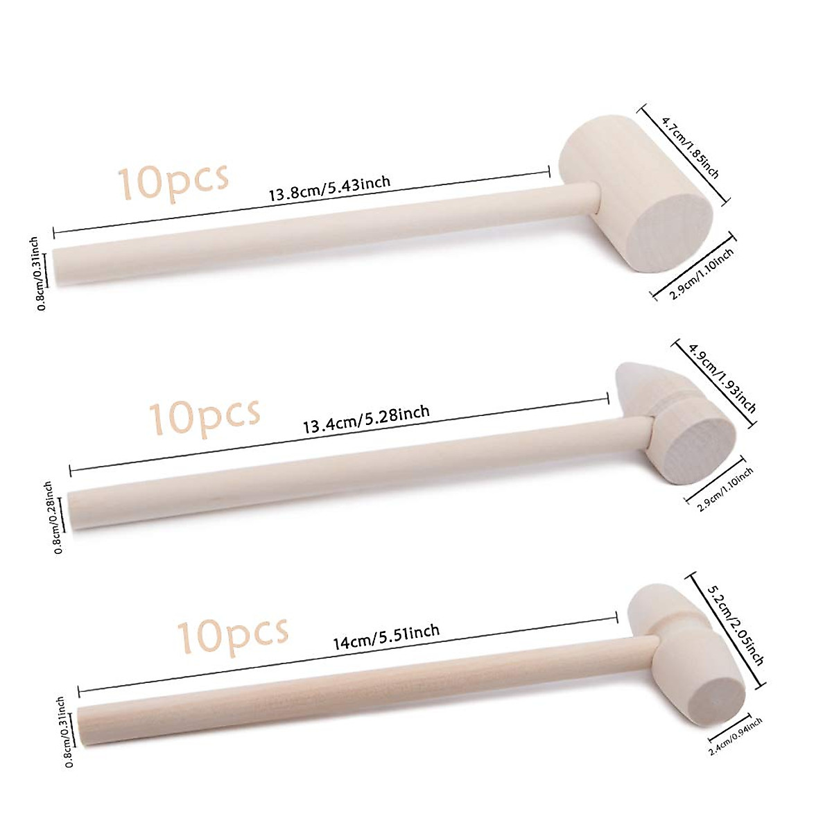 30 Pcs Mini Wooden Hammers,Wood Crab Lobster Mallets Pounding Toy Cracking Seafood Chocolate Beating Gavel Toys for Kids