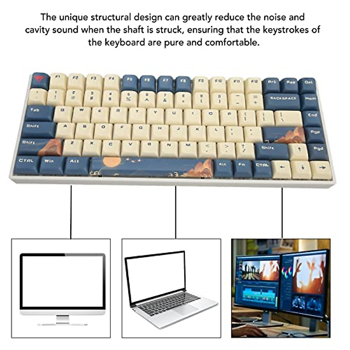 Dilwe Wireless Mechanical Keyboard, 2.4G USB Bluetooth Mechanical RGB Keyboard, 84 Key Compact Gaming Keyboard, Portable Mini Keyboard for Desktop, Laptop(Silver Switch)
