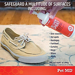 Pet MD No Chew Spray for Dogs & Cats - Multi-Surface Bitter Spray to Stop Biting & Chewing - Dog Deterrent Spray for Carpet, Furniture, Plants, & Skin - Anti Licking Cat Training Spray - 8 oz