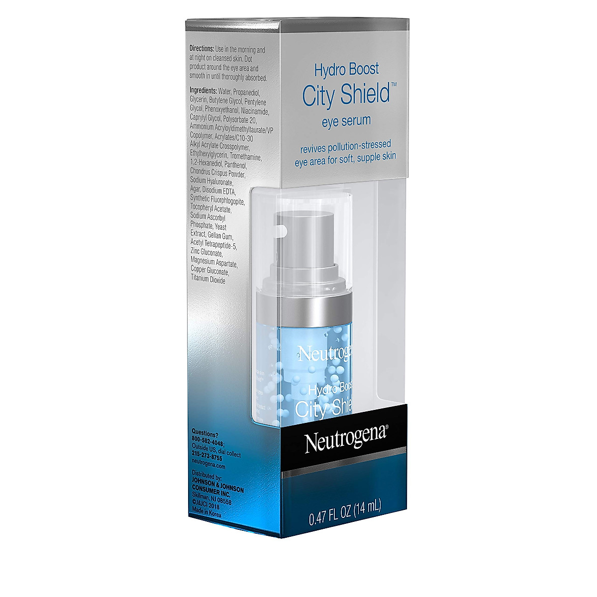 Neutrogena Hydro Boost City Shield Hydrating Eye Serum with Hyaluronic Acid, Antioxidants, and Multivitamin Capsules for Pollution Stressed Skin, Oil-Free and Non-Comedogenic,.47 fl. oz