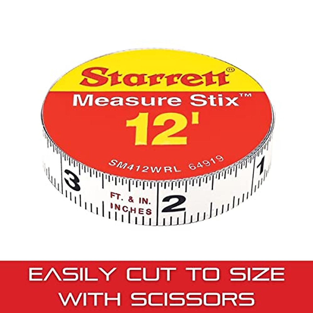 Starrett Tape Measure Stix with Adhesive Backing - Mount to Work Bench, Saw Table, Drafting Table - 1/2" x 12', English Metric, Right-Left Reading - SM412WRL