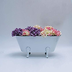 Foreside Home & Garden White Black Distressed Rim Enamel Decorative Bathtub