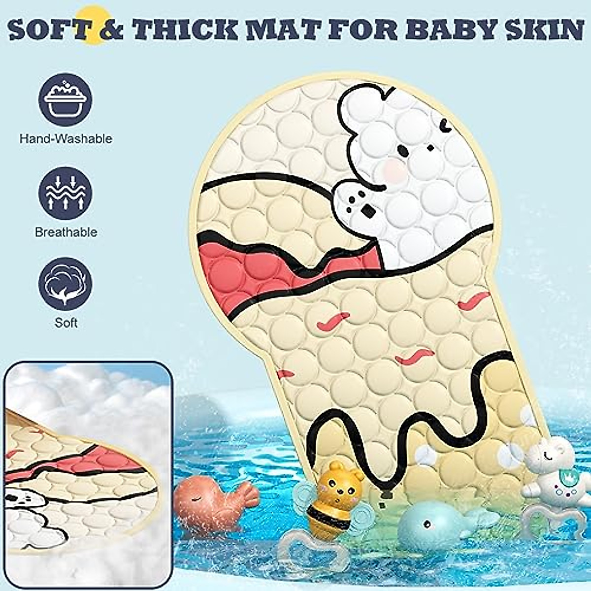 Losbenco Baby Gym Play Mat, 3-in-1 Baby Kick Piano Play Mat, Baby Tummy Time Playmat Musical Activity Center with Light for Infant Newborn Toddlers 0-12 Months