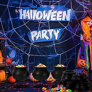 Sawysine Halloween Party Decorations Candy Bucket, 17 Pcs Witches Cauldron Serving Bowls on Rack 2 Size Candy Cauldron Kettles