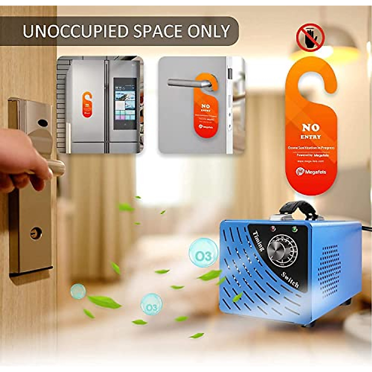 Ozone Generator for Eliminating Odors from Homes, Offices, Commercial, and Industrial Spaces, ELMWAY 10,000mg/h High Capacity O3 Machine for Deodorization (Blue)