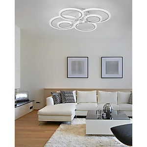 SJV Modern LED Ceiling Light: 27 Inch Flush Mount Ceiling Light Fixture 60W Memory Timer LED Dimmable Lamps with Remote for Living Dining Room Lighting Bedroom Home 3000K/ 4000K/ 6500K