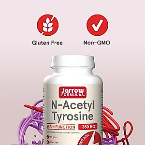Jarrow Formulas N-Acetyl Tyrosine 350 mg, Brain Support Supplement, Dietary Supplement, Contains Vitamin B6 for Amino Acid Metabolism, 120 Capsules, 120 Day Supply