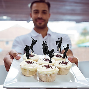 Gyufise 24Pcs Musician Cupcake Toppers Glitter Saxophone Silhouette Music Play Note Cupcake Picks Music Concert Cake Decorations for Wedding Engagement Bridal Shower Birthday Party Supplies Black