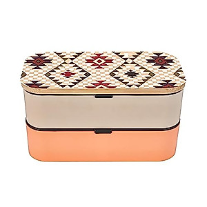 Geometric Vector Adult Lunch Box, Bento Box, With Cutlery Set Of 3, 2 Compartments, Rectangular, Lunch Box For Adults