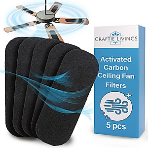 Ceiling Fan Air Filter For Blades | Unscented Activated Carbon Ceiling Fan Filters | Ceiling Fan Air Purifier Pads | Easy Installation Fan Filters (5 pack)