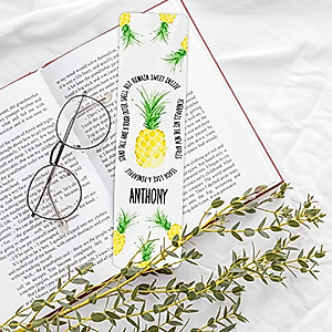 Personalized Bookmark, Custom Inspirational Pineapple Quote Bookmarks, Pineapple Custom Metal Ruler Ornament Markers, Gifts for Book Lovers, Women Men, Readers On Birthday Christmas