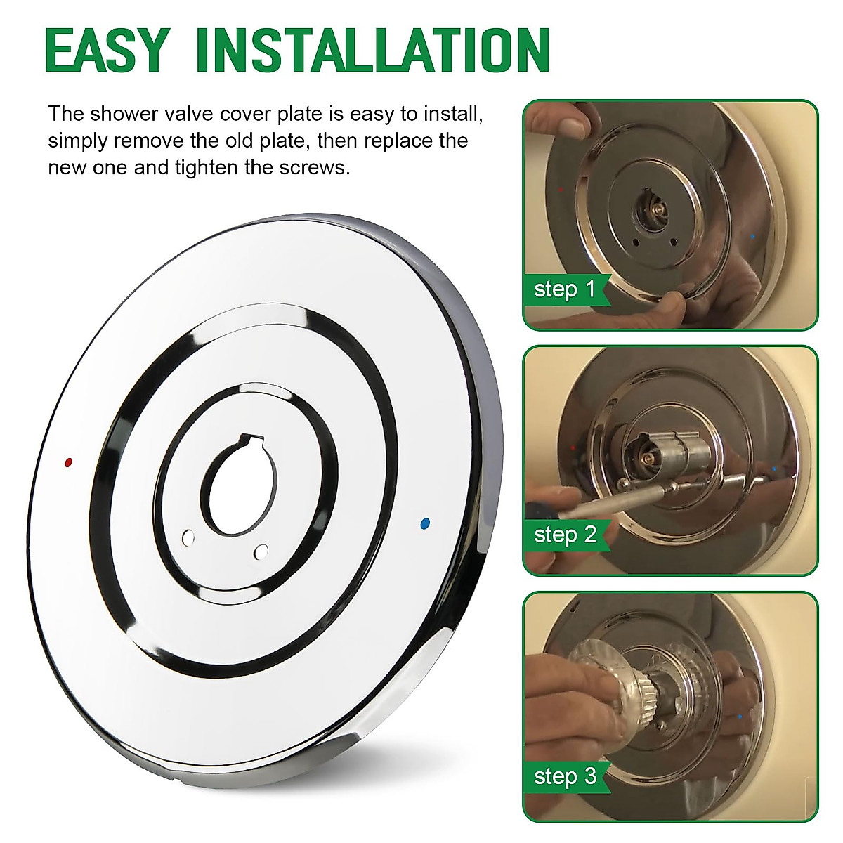 Shower Faucet Cover Plate Escutcheon for Moen 16090 Chateau Collection, Shower Valve Cover Plate, Shower Trim Kit Part for One-Handle Tub and Shower Faucets, 1 Pack