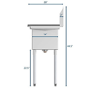 KoolMore - SC101410-12B3 3 Compartment Stainless Steel NSF Commercial Kitchen Sink with Right and Left Drainboards - Bowl Size 10" x 14" x 10", Silver