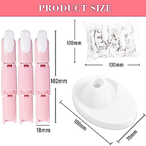 Practice Fingers for Acrylic Nails, Flexible Movable Fake Finger to Practice Fake Nails, 3PCS Adjustable Pink Nail Finger Practice, 1PC White Acrylic Finger Base and 100PCS White Nail Tips with Box