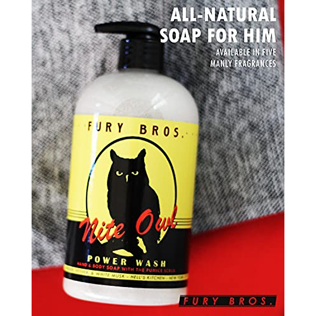 Fury Bros. Supra 56 Premium Hand & Body Power Wash From Cedar, Sandalwood, Patchouli | All Natural, Vegan Friendly With Pumice Scrub | Made In The USA | 16 oz