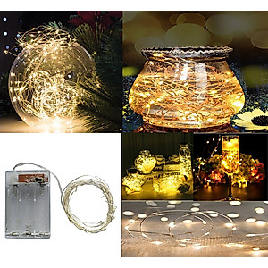 BXROIU 2 x 20LEDs Fairy Lights Battery Operated, Silver Wire 2 Mode Chains String Lights for Bedroom Christmas Party Decoration (warm white, 6.6)