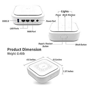 GL.iNet GL-B1300 (Convexa-B) Home AC Gigabit VPN Router, 400Mbps(2.4GHz)+867Mbps(5GHz) High Speed, DDR3L 256MB RAM/32MB Flash ROM, OpenWrt Pre-Installed, Wi-Fi Networking, Power Adapter Included