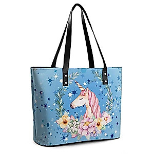 Womens Handbag Unicorn Leather Tote Bag Top Handle Satchel Bags For Lady