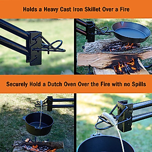 Authentik BuzzyGrill Camping Grill Features Stainless Steel Grate and Includes Cast Iron Cookware Hook Attachment