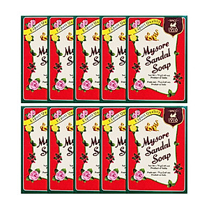Mysore Sandal Soaps Pack of 10 (75 gr. Bars)