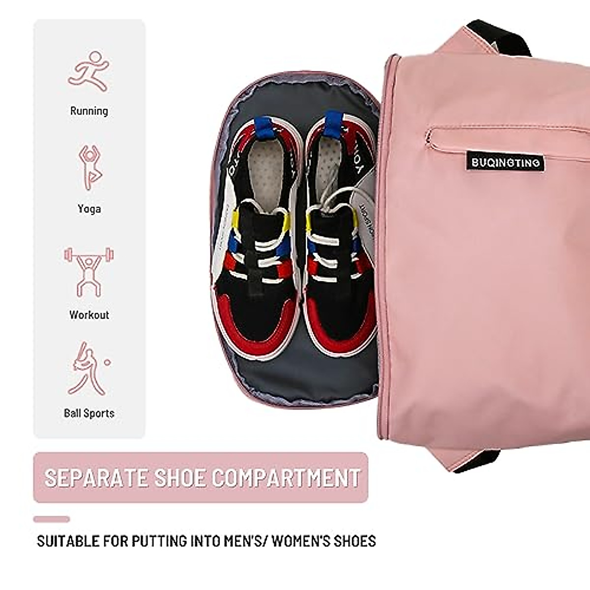 Maytopia Gym Sports Backpack for Women Men with Shoe Compartment & Wet Pocket Water Resistant Small Workout bag (PINK)