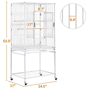 Yaheetech 54" Large Flight Bird Cage for Parrots Macaw Cockatiels Sun Parakeets Lovebird Green Cheek Conures African Grey Small Quaker Amazon Parrots with Rolling Stand, White