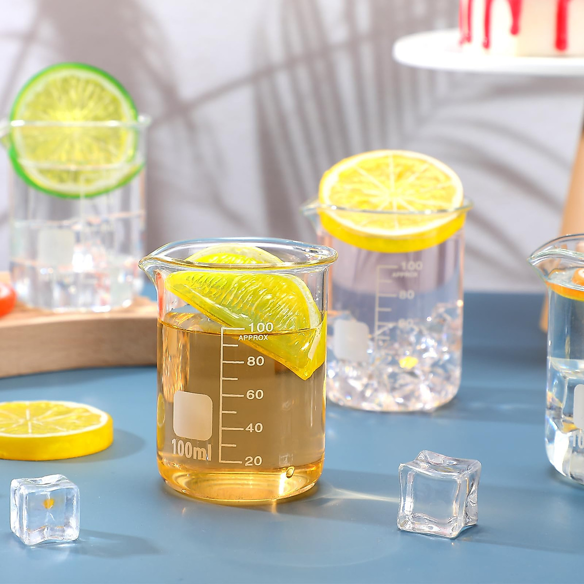 Tanlade 20 Pcs 100 ml Glass Beaker (GG-17), High Borosilicate Lab Beakers with Printed Graduation for Laboratory, School Projects, Science Themed Birthday Parties Daily Use